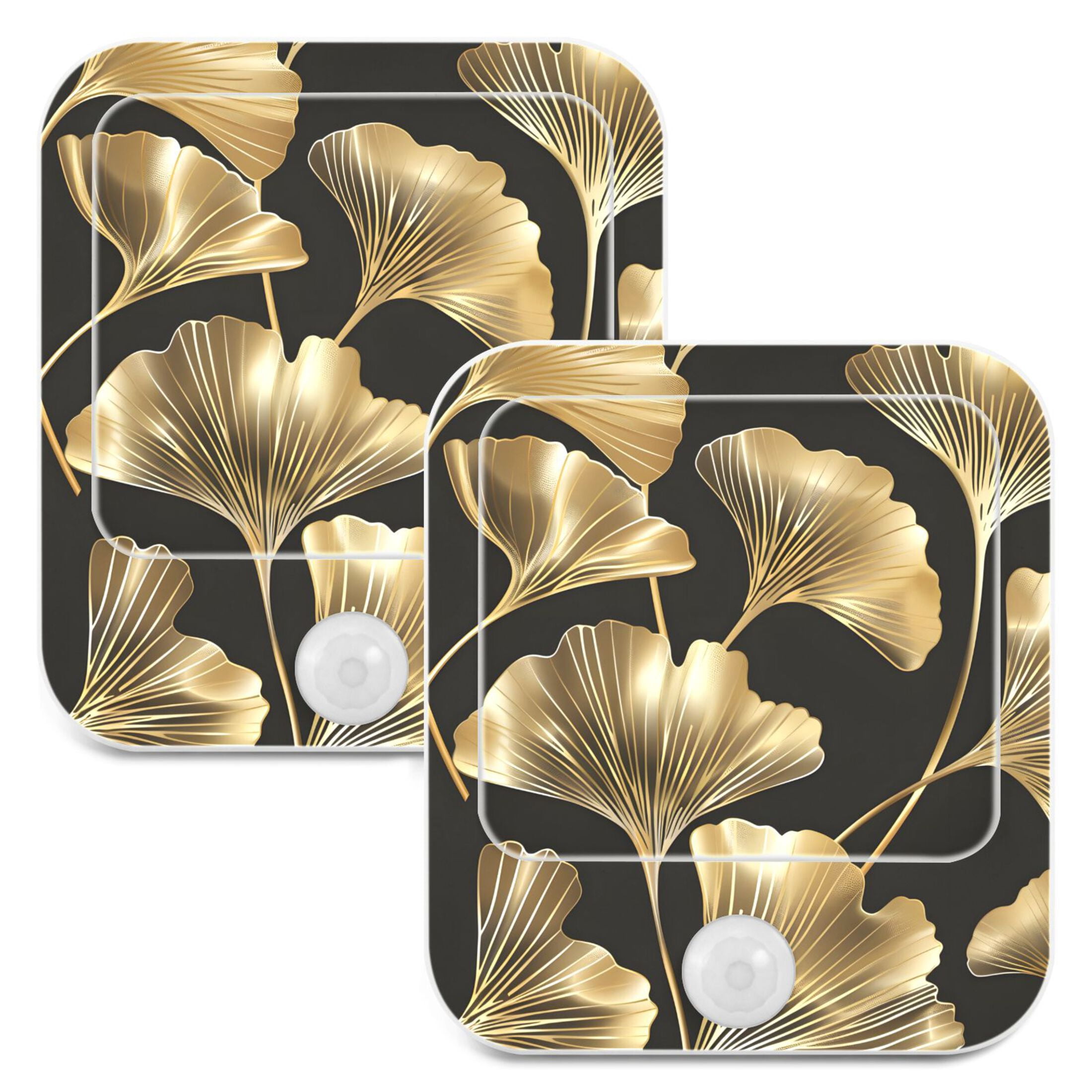 Elegant Ginkgo Leaf LED Motion Sensor Night Light 2 Pcs Plug-in Wall ...