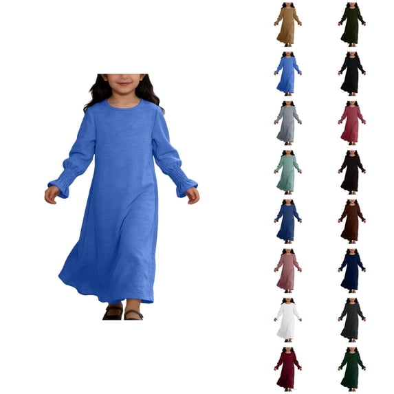 Elegant Girls Floral Lace Hem Round Neck Maxi Dress for Wedding ...