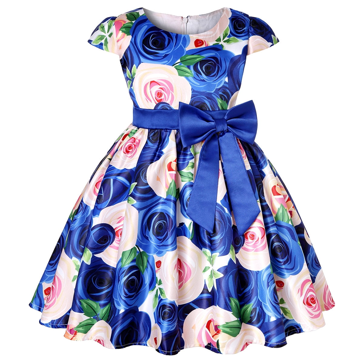 Elegant Girls' Floral Print Dress Evening Performance Dress, Holiday ...