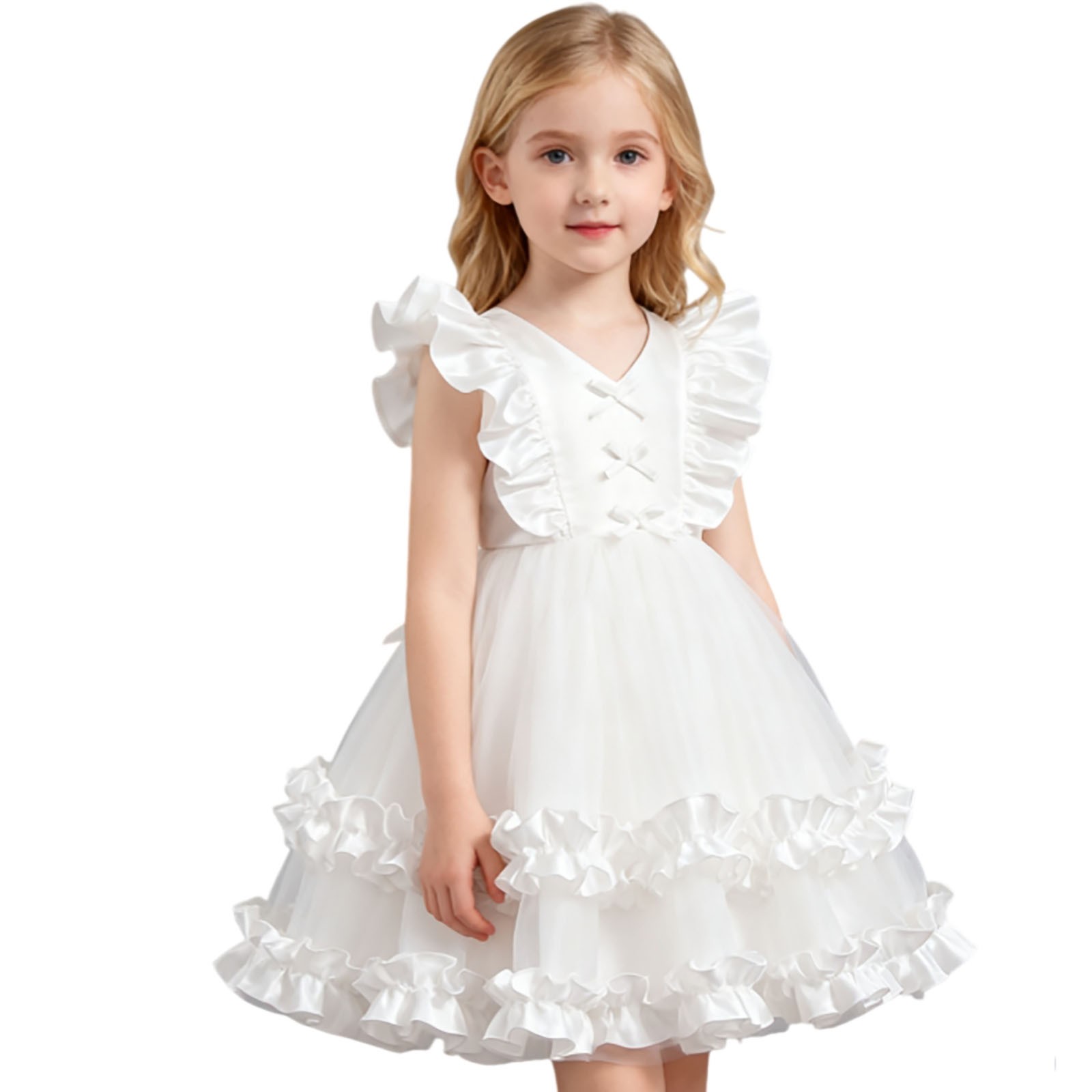 Elegant Girls Party Dress With Puffed Sleeves And Skirt For And ...