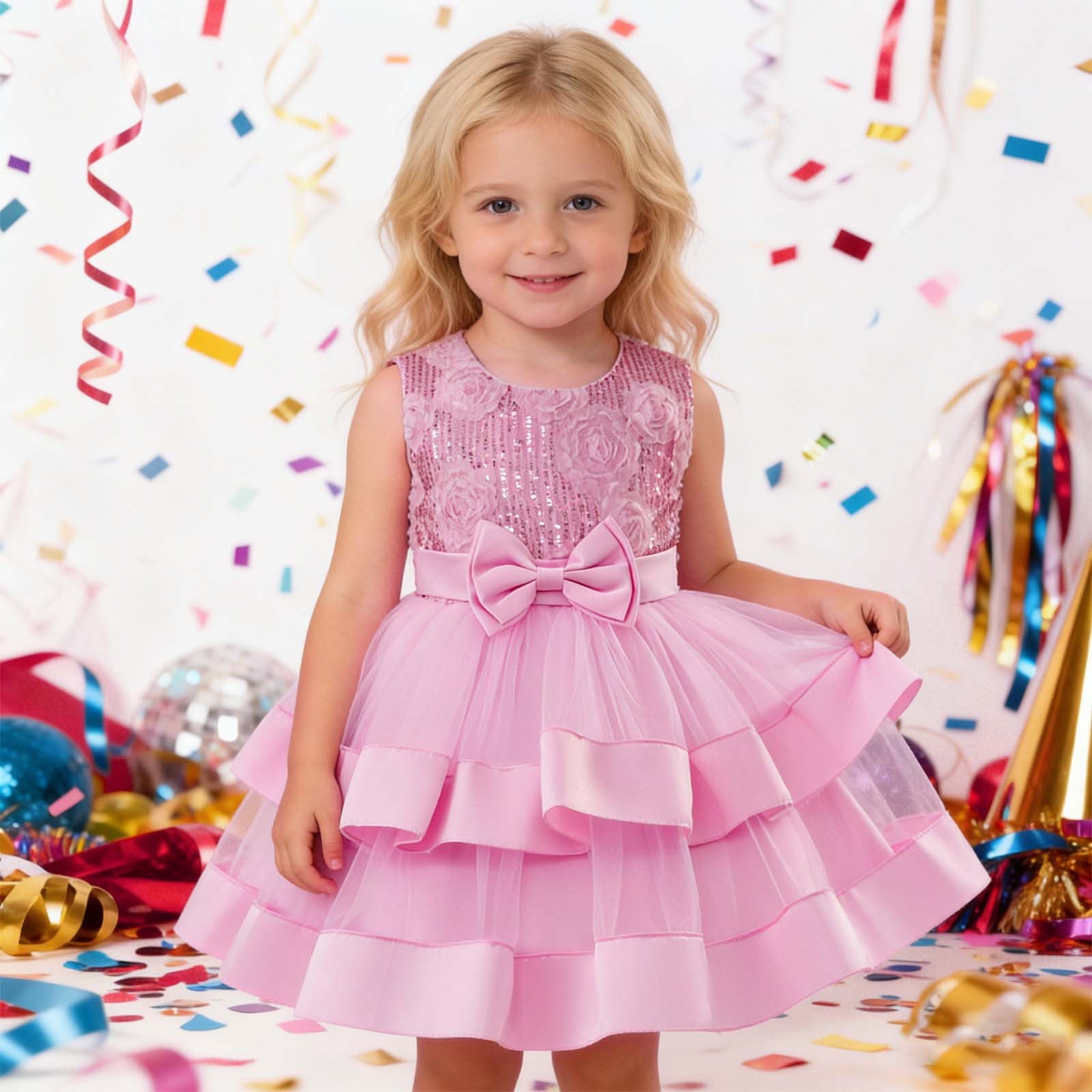 Elegant Girls Party Dress with Layered Skirt for and Celebrations ...