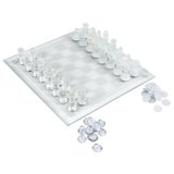 Elegant Glass Chess and Checker Board Set Clear & Frosted by Hey! Play ...