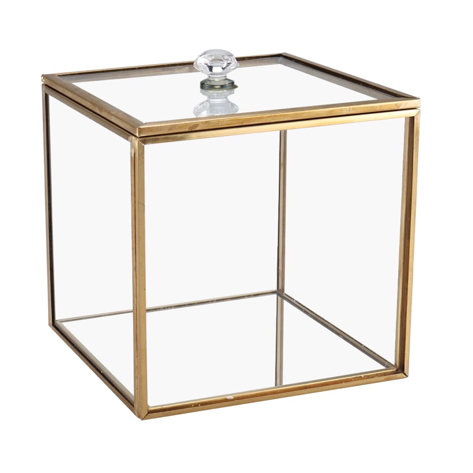 Elegant Glass Cotton Swab Storage Box With Gold Accent Dustproof Clear ...