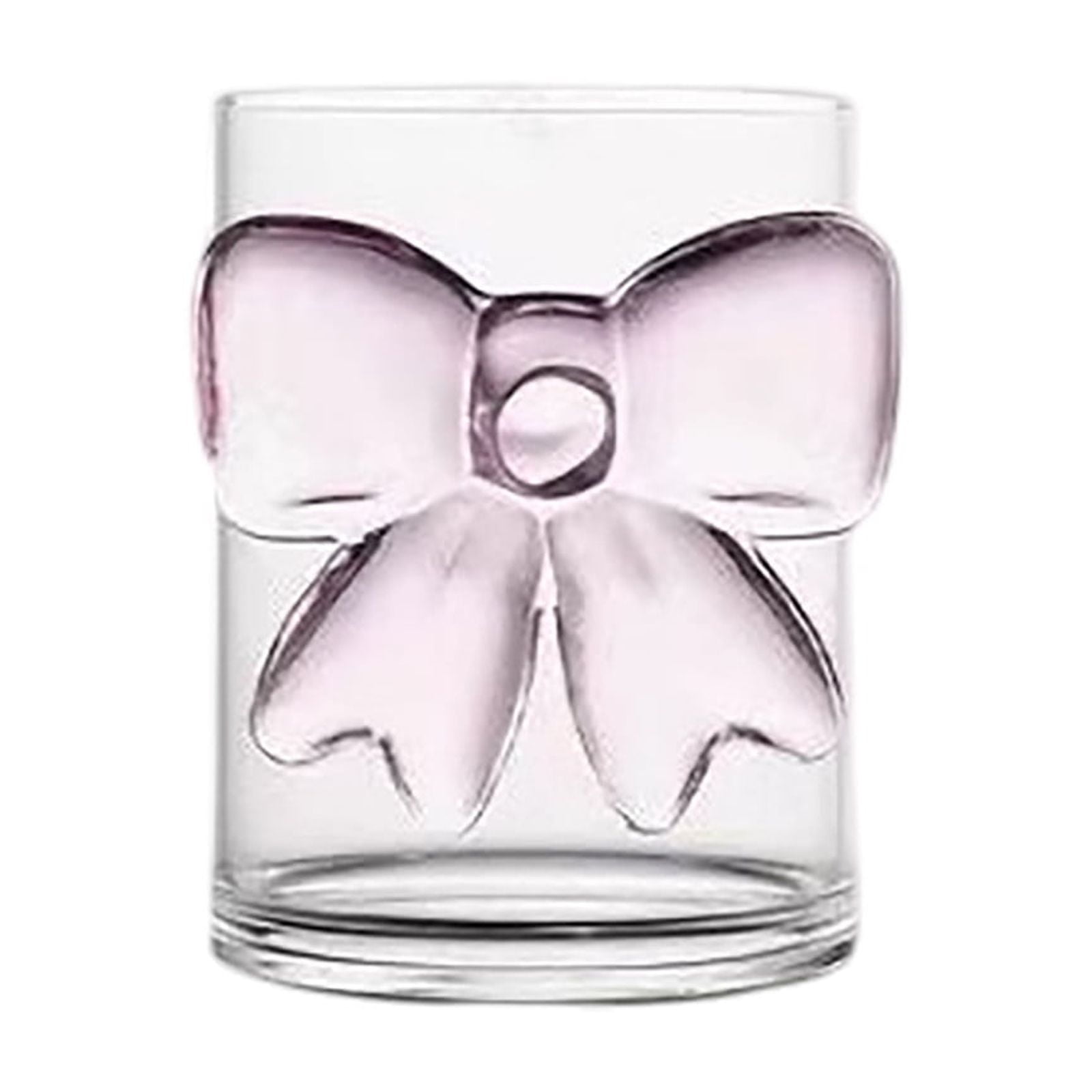 Elegant Glass Cups with Pink Bow - Clear Tumbler for Iced Coffee, Juice ...