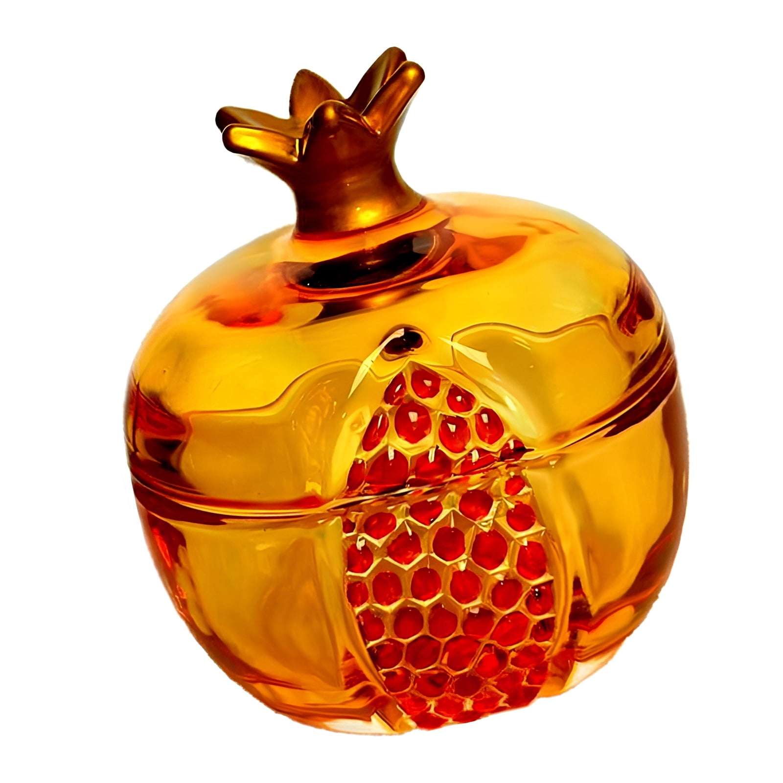 Elegant Glass Pomegranate Shape Jar with Lid for Candy Storage ...