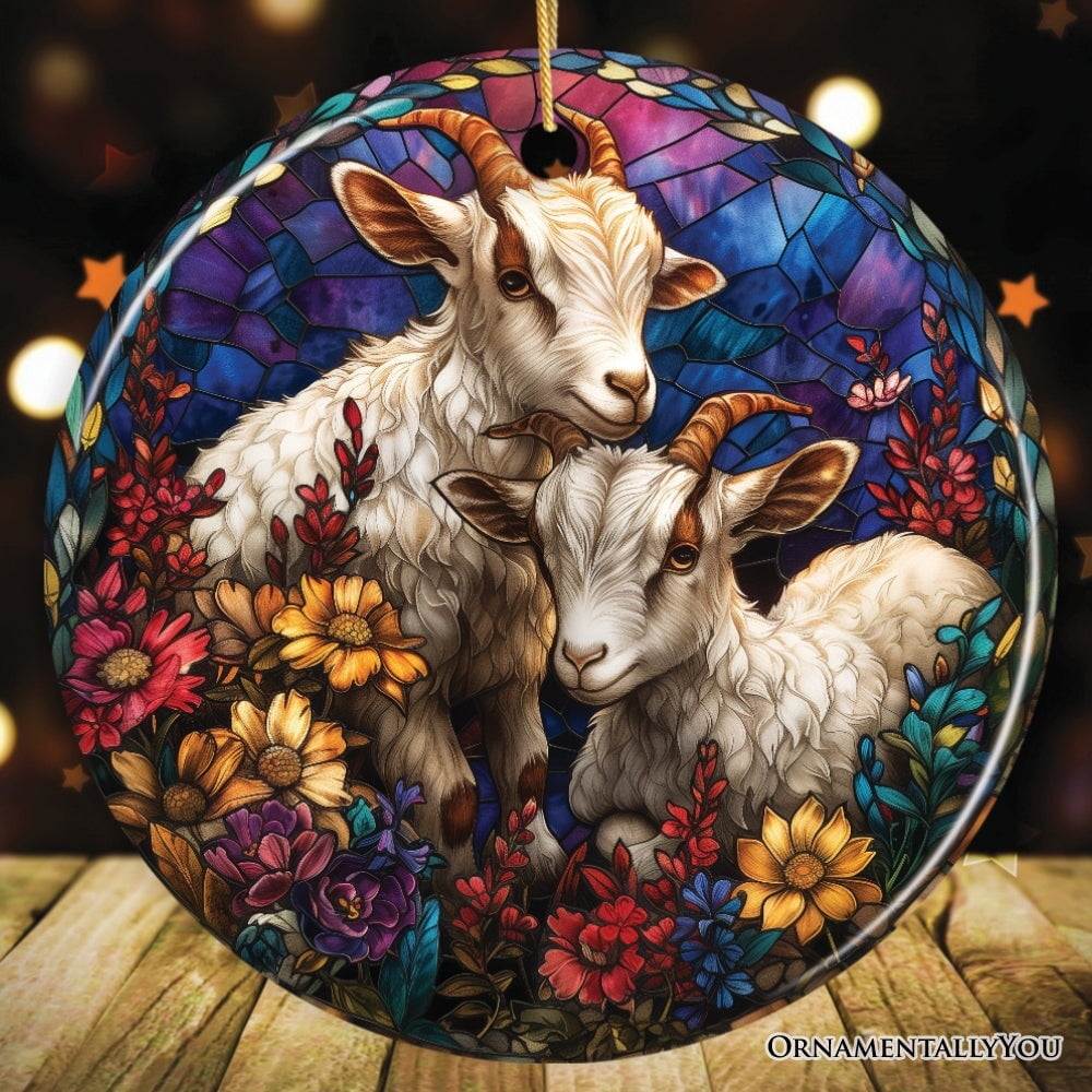 Elegant Goat Stained Glass Theme Ceramic Ornament - Walmart.com