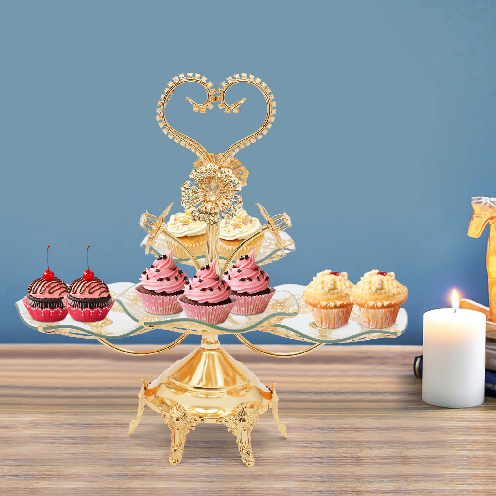 Elegant Gold Cake Stand – 4-Tier Tempered Glass & Iron Dessert Display ...