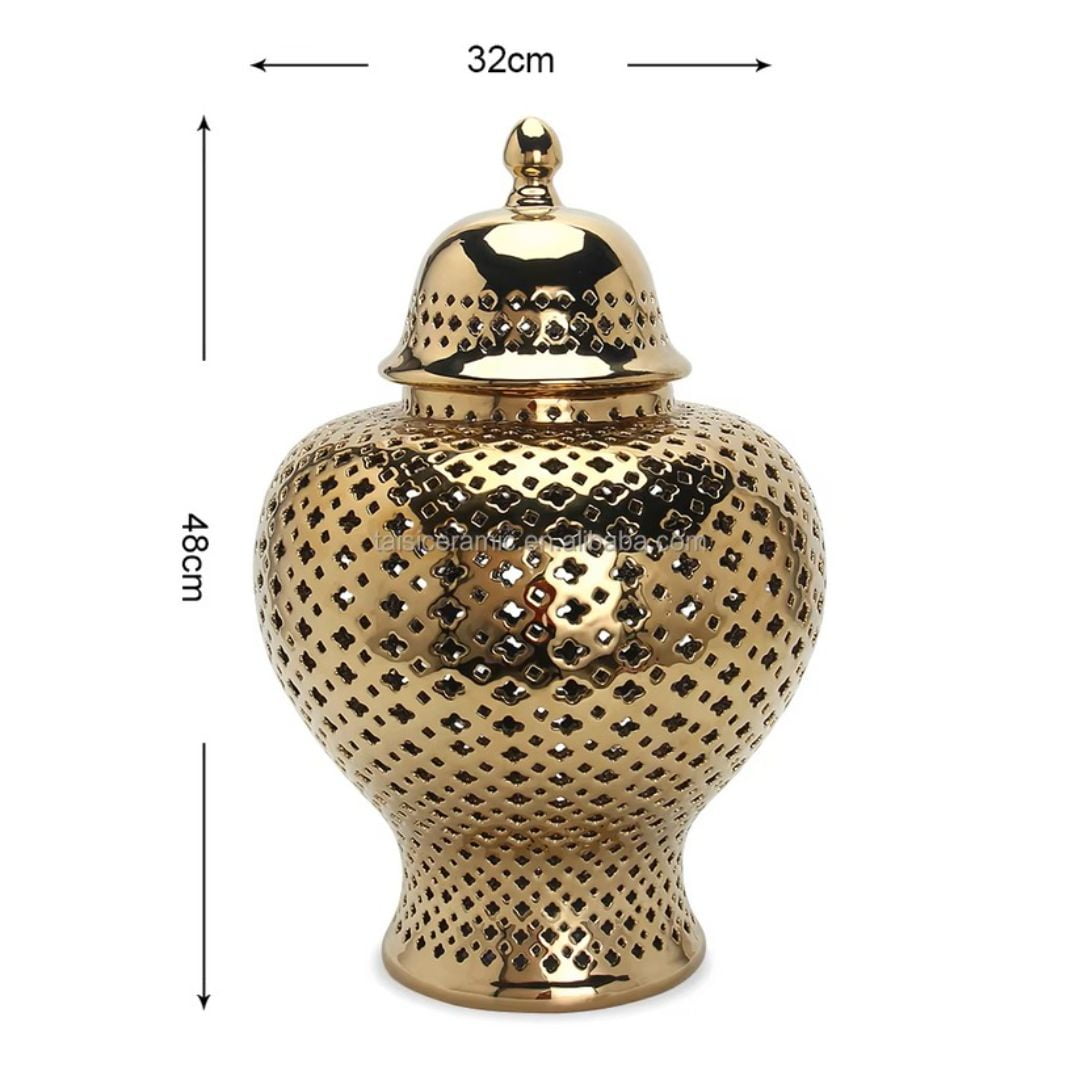Elegant Gold Ceramic Vase - Modern Decorative Flower Vase for Home ...