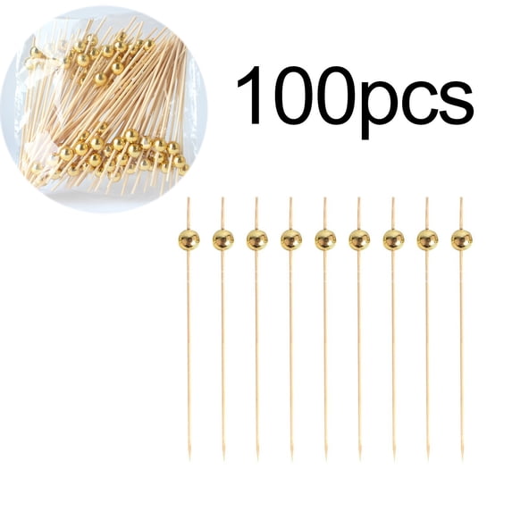 Elegant Gold Decorative Cocktail Picks with Bamboo and Ball Ornament ...