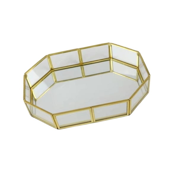 Elegant Gold Jewelry Tray With Clear Glass Surfaces Cosmetic Organiser ...