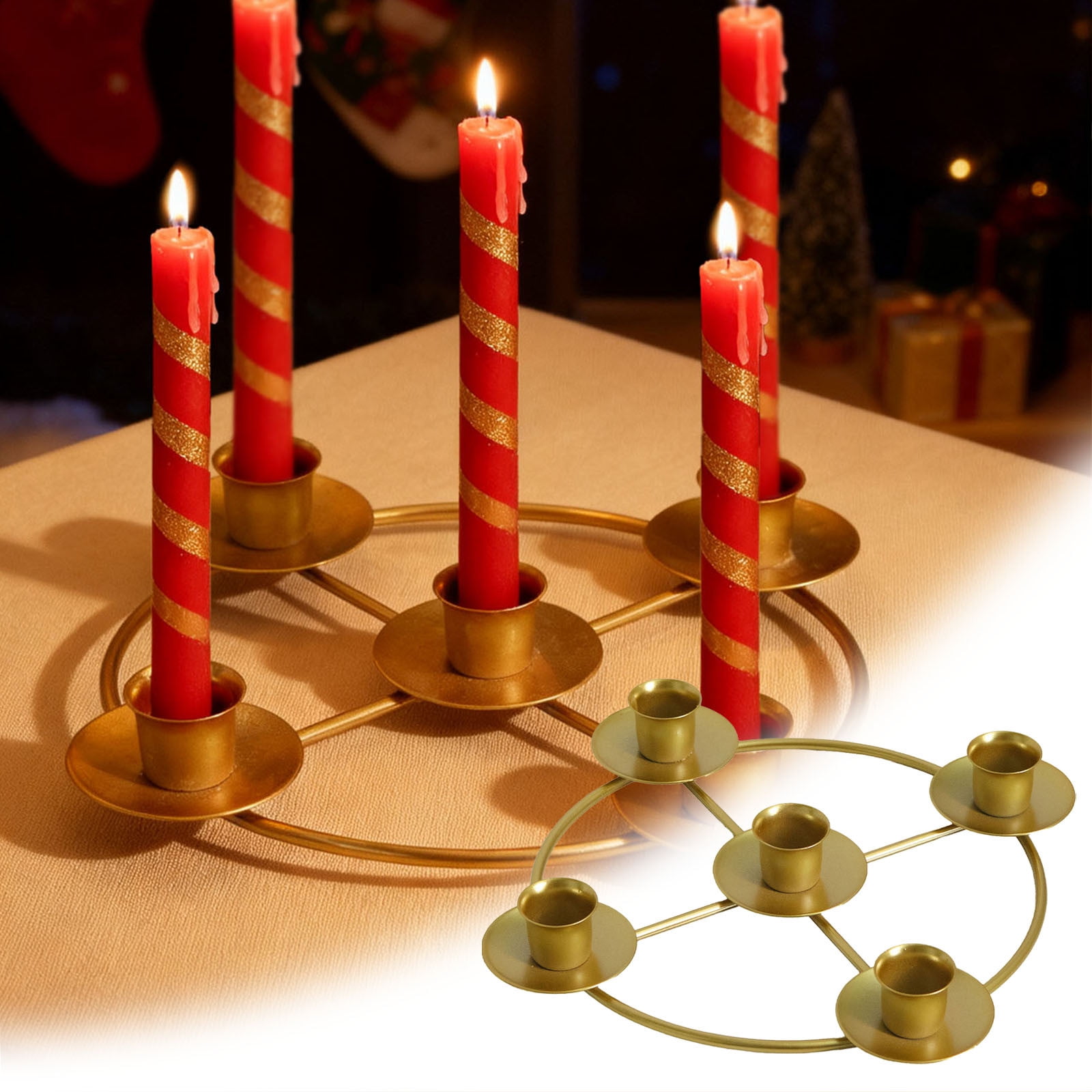 Elegant Gold Metal Advent Wreath Candle Holder Ring For Five ...