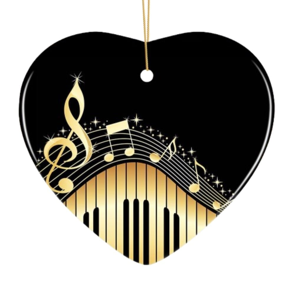 Elegant Gold Music Note Piano Keys Ornament 2PCS Ornaments - Trending ...