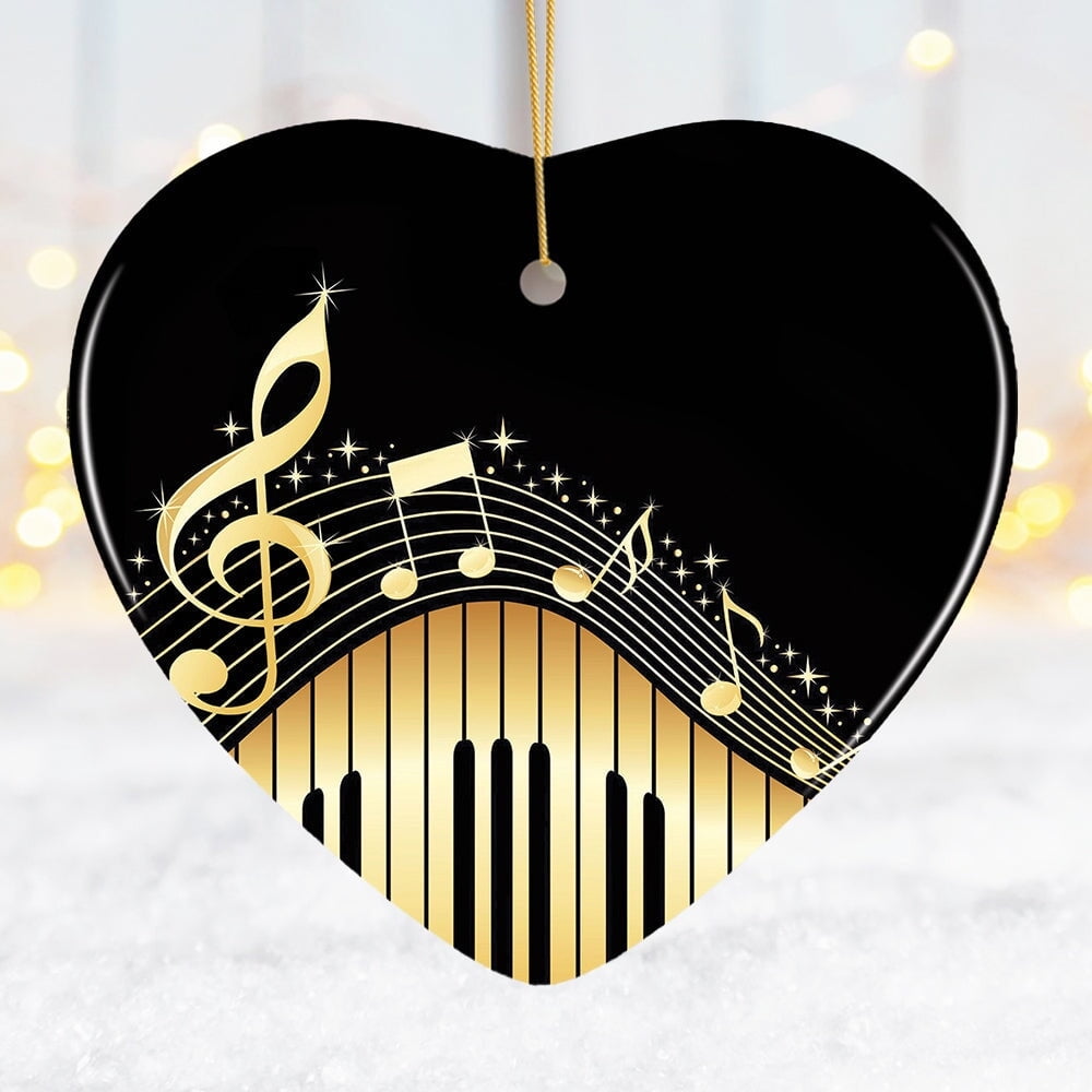Elegant Gold Music Note Piano Keys Ornament, Christmas Tree Decor ...