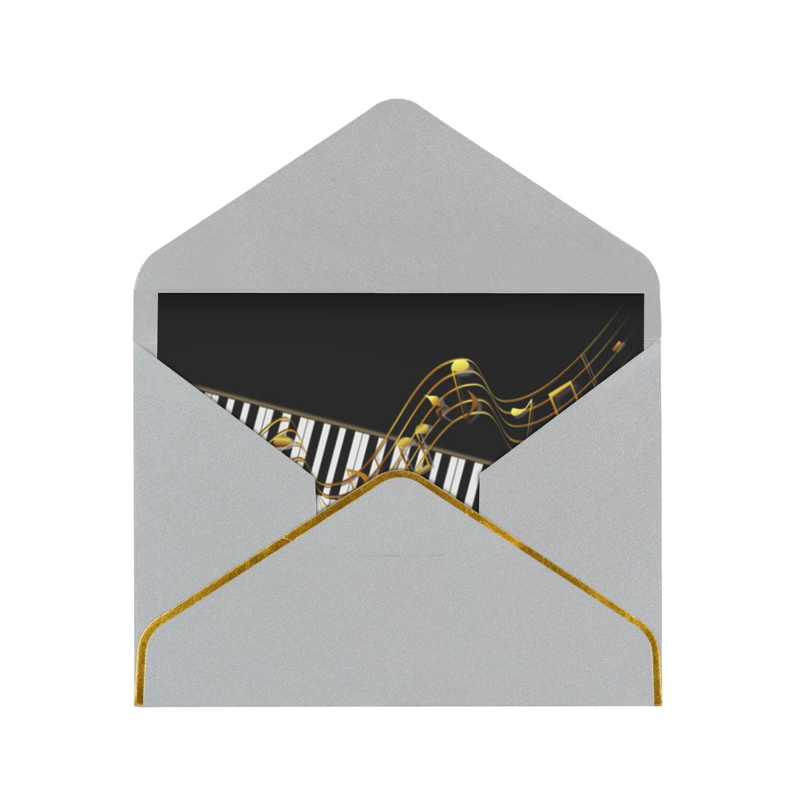 Elegant Gold Notes Piano Key Black Birthday Cards Blank Cards Greeting ...
