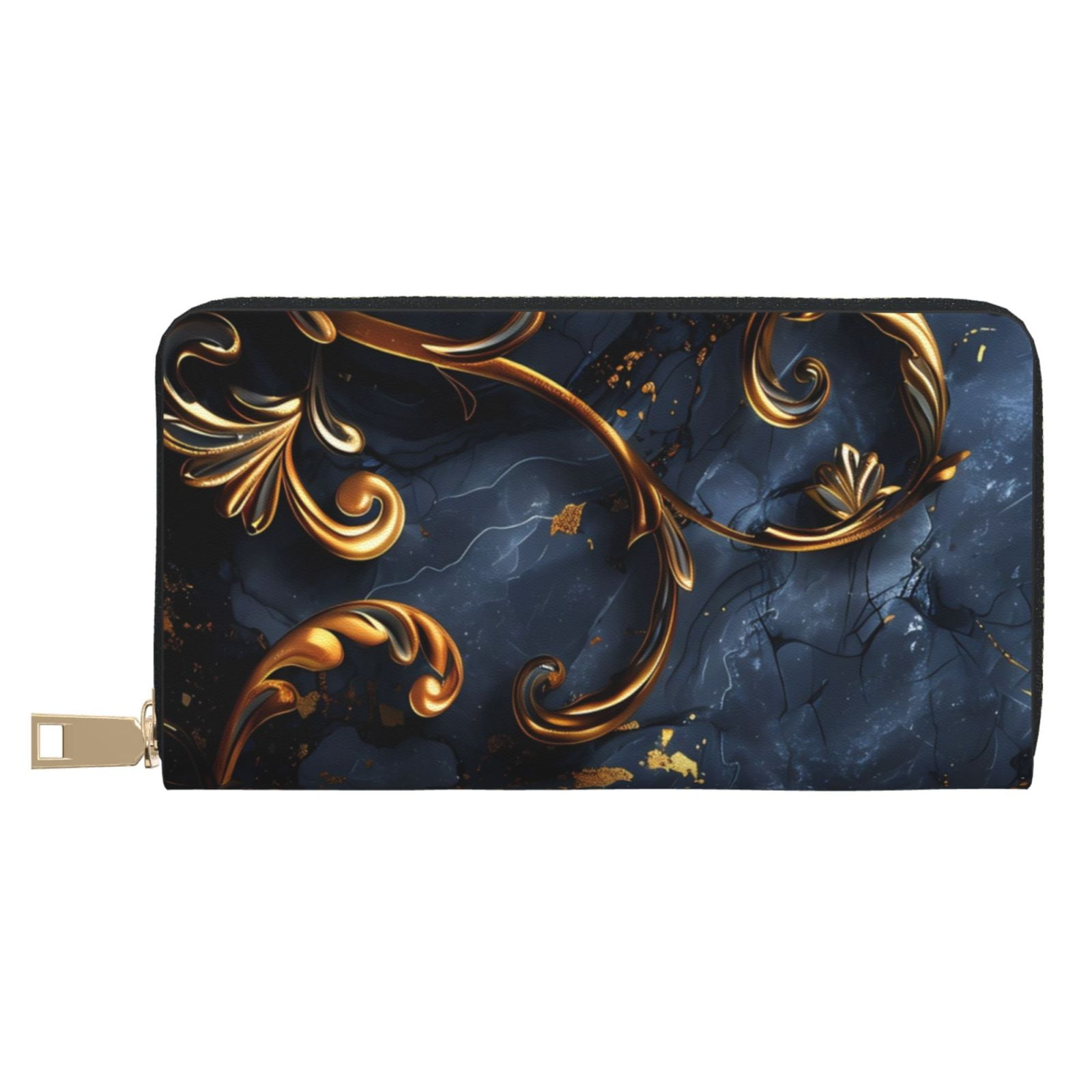 Elegant Gold Scrollwork Wallet Women, Leather Bifold Multi Card Wallet ...