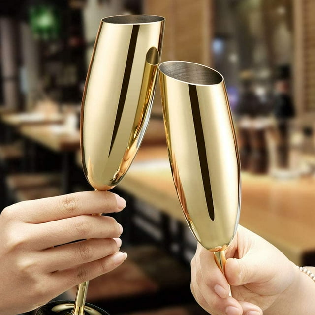 Elegant Gold Stainless Steel Champagne Flutes For Celebration Toasting