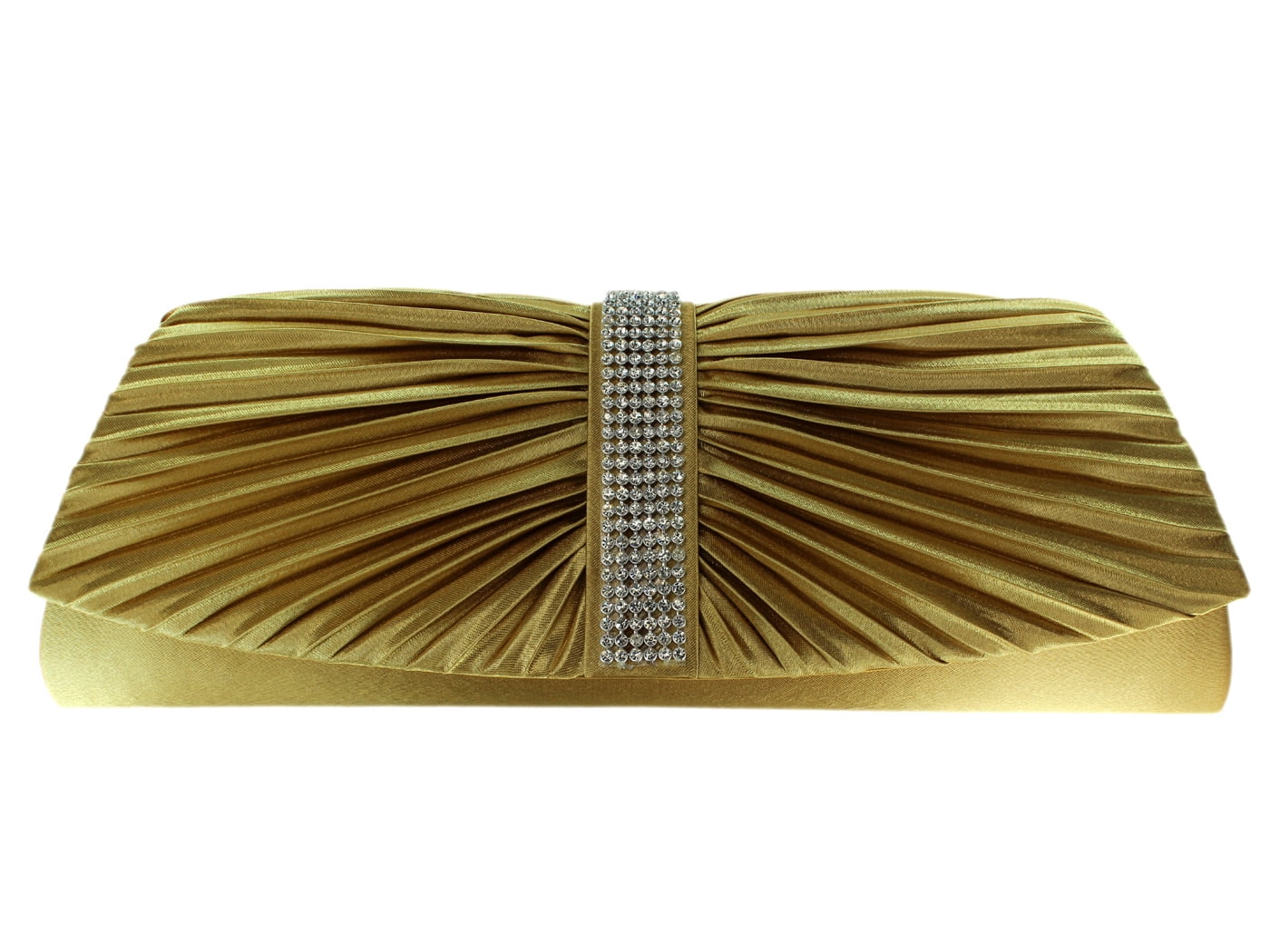 Elegant Gold Tone Ruffled Cocktail Purse - Rhinestone Frilly Handbag ...