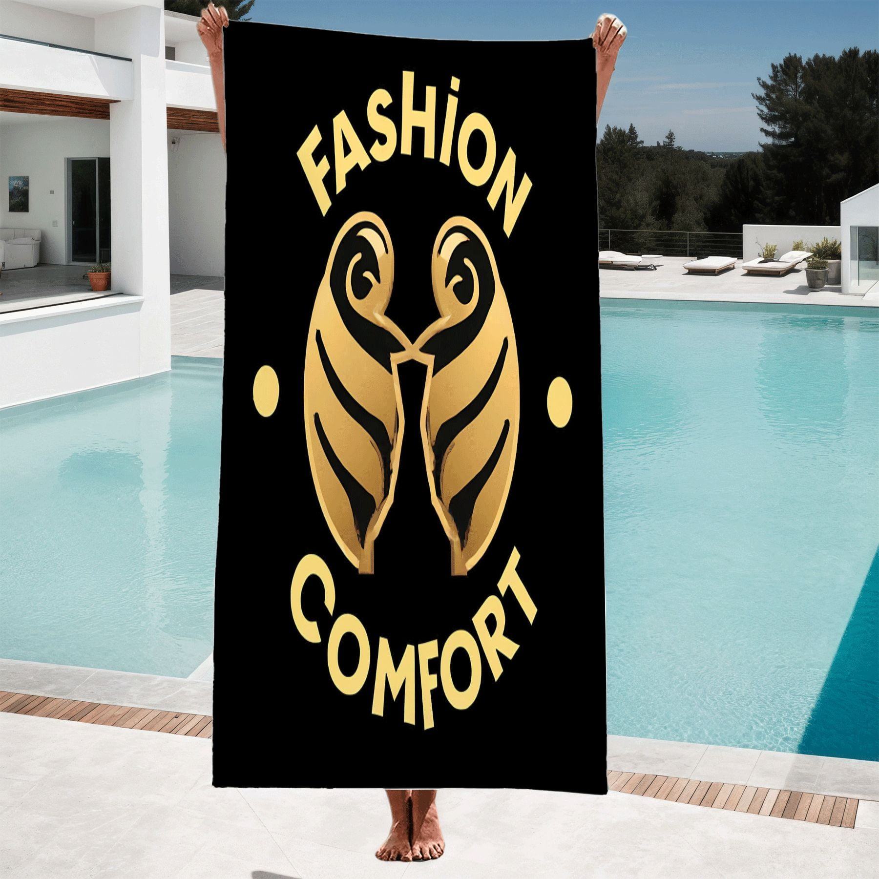 Elegant Gold Wings Design Bath Towel - Luxurious Beach Pool & Travel ...