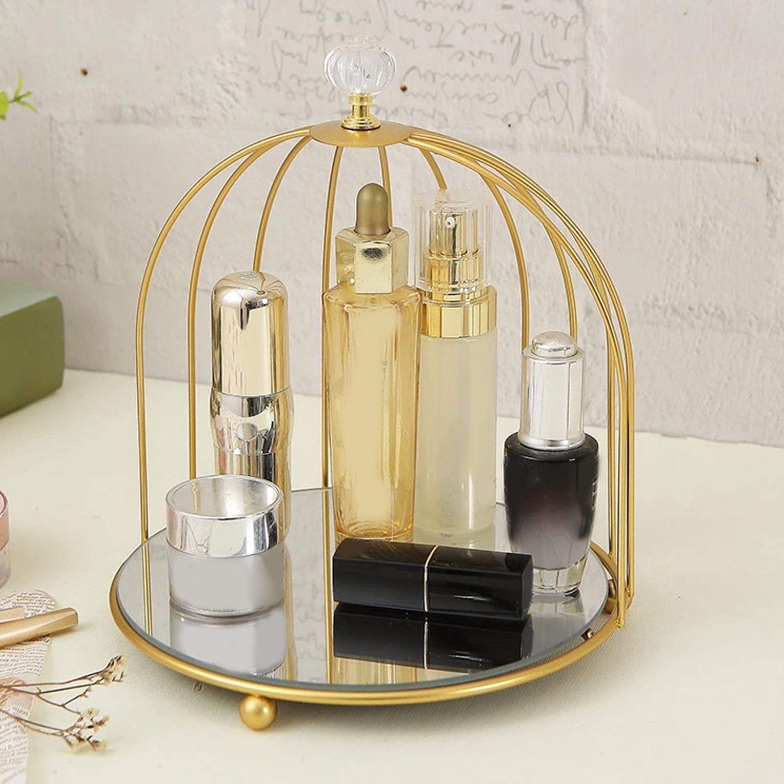 Elegant Gold Wrought Iron Single-Tier Birdcage Stand, Versatile Dessert ...