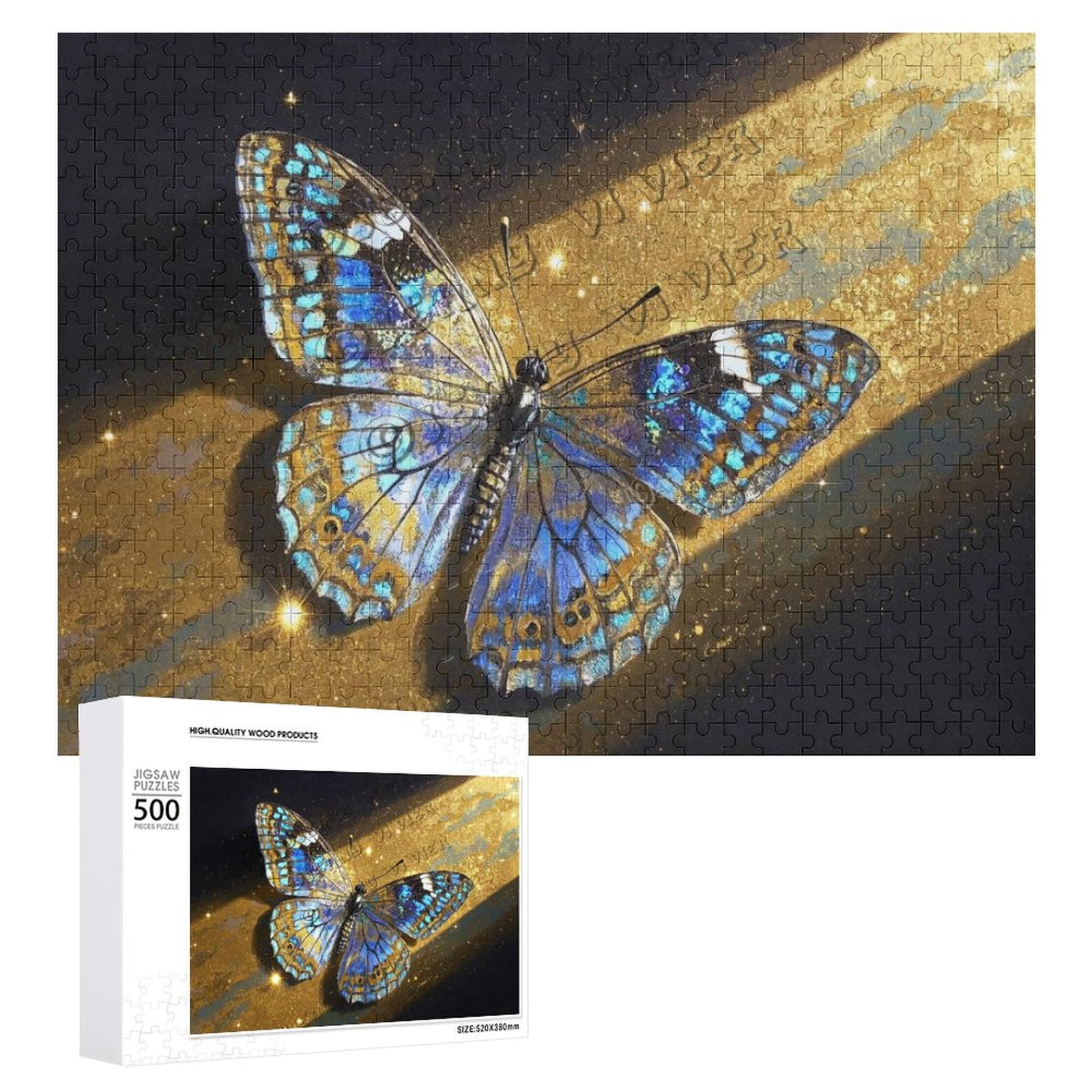 Elegant Golden Butterfly Puzzle – 500 pcs Wooden Jigsaw for Adults ...