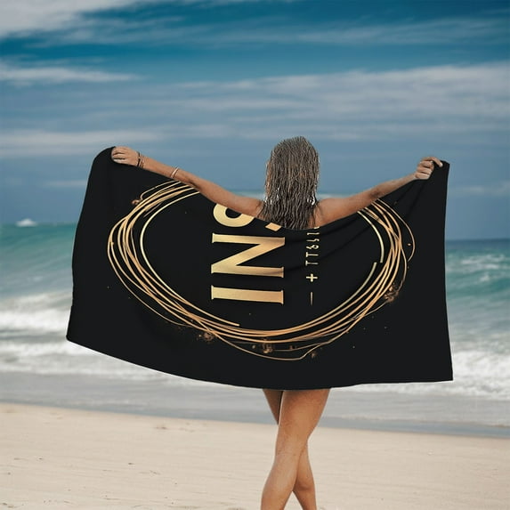 Elegant Golden Circular Pattern Beach Towel - Luxurious INS + TITUSIE ...