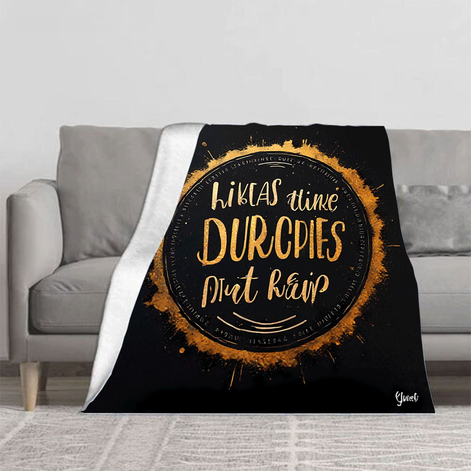 Elegant Golden Text Black Background - Durable Soft & Warm Flannel ...