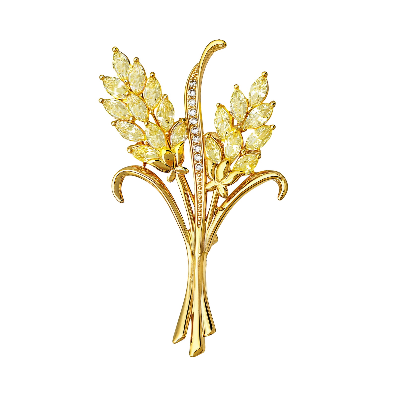 Elegant Golden Wheat Sheaf Brooch for Women, Alloy & Yellow White ...