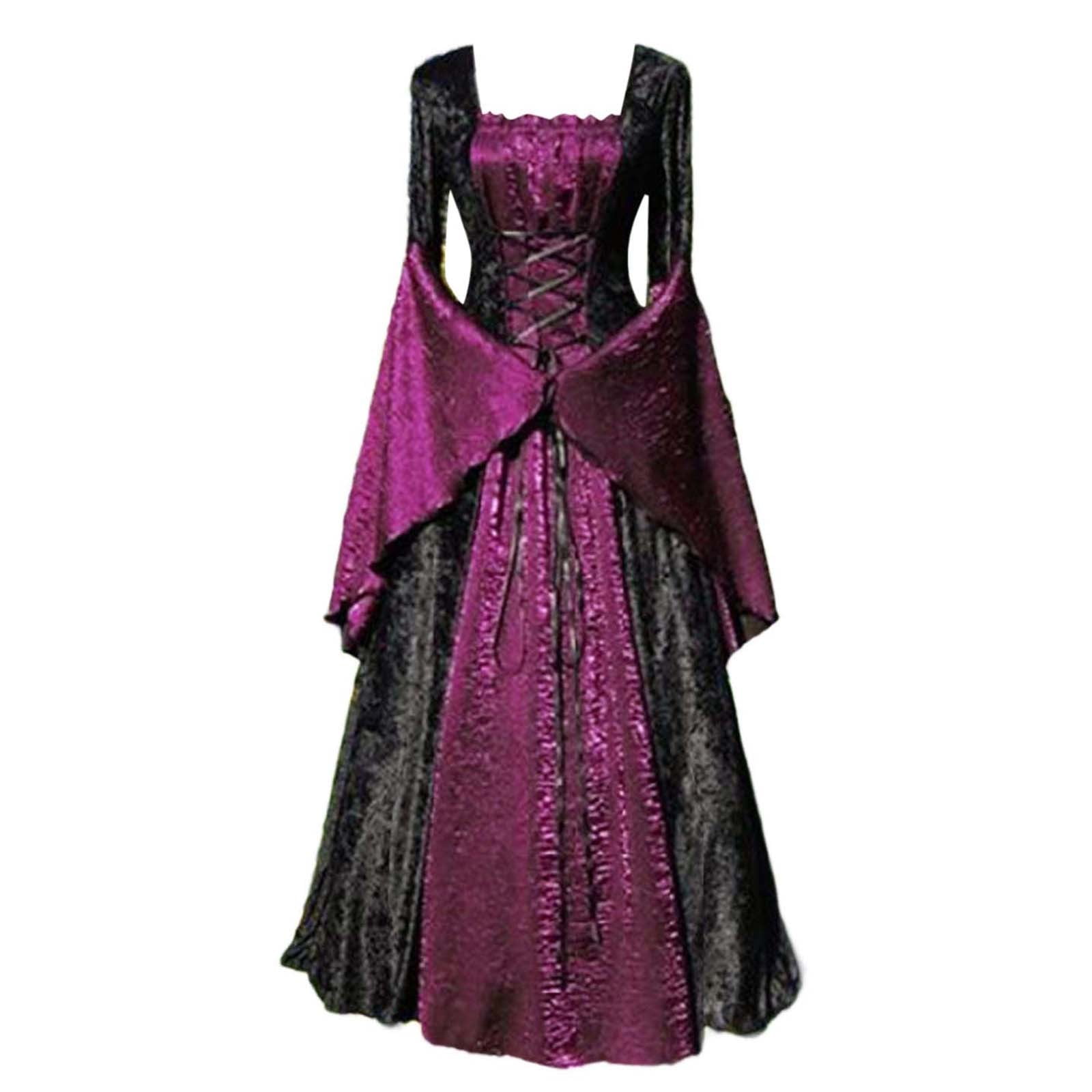 Elegant Gothic Dress Halloween Party Outfit for Women with Lace Design ...