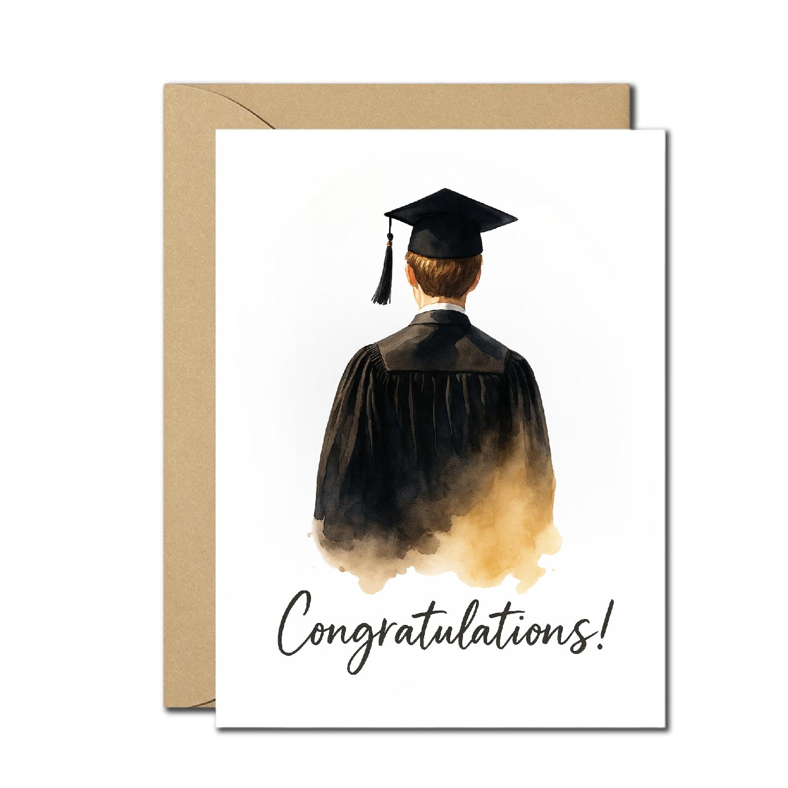 Elegant Graduation Card – Watercolor Graduate Illustration – Classic ...