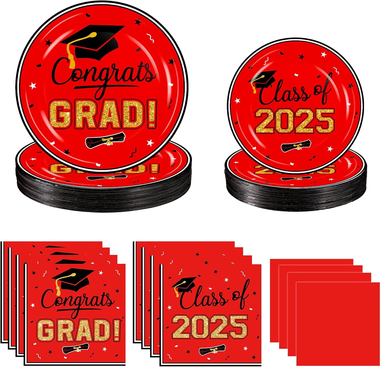 Elegant Graduation Tableware Set - Blue & White Class of 2025 Plates ...