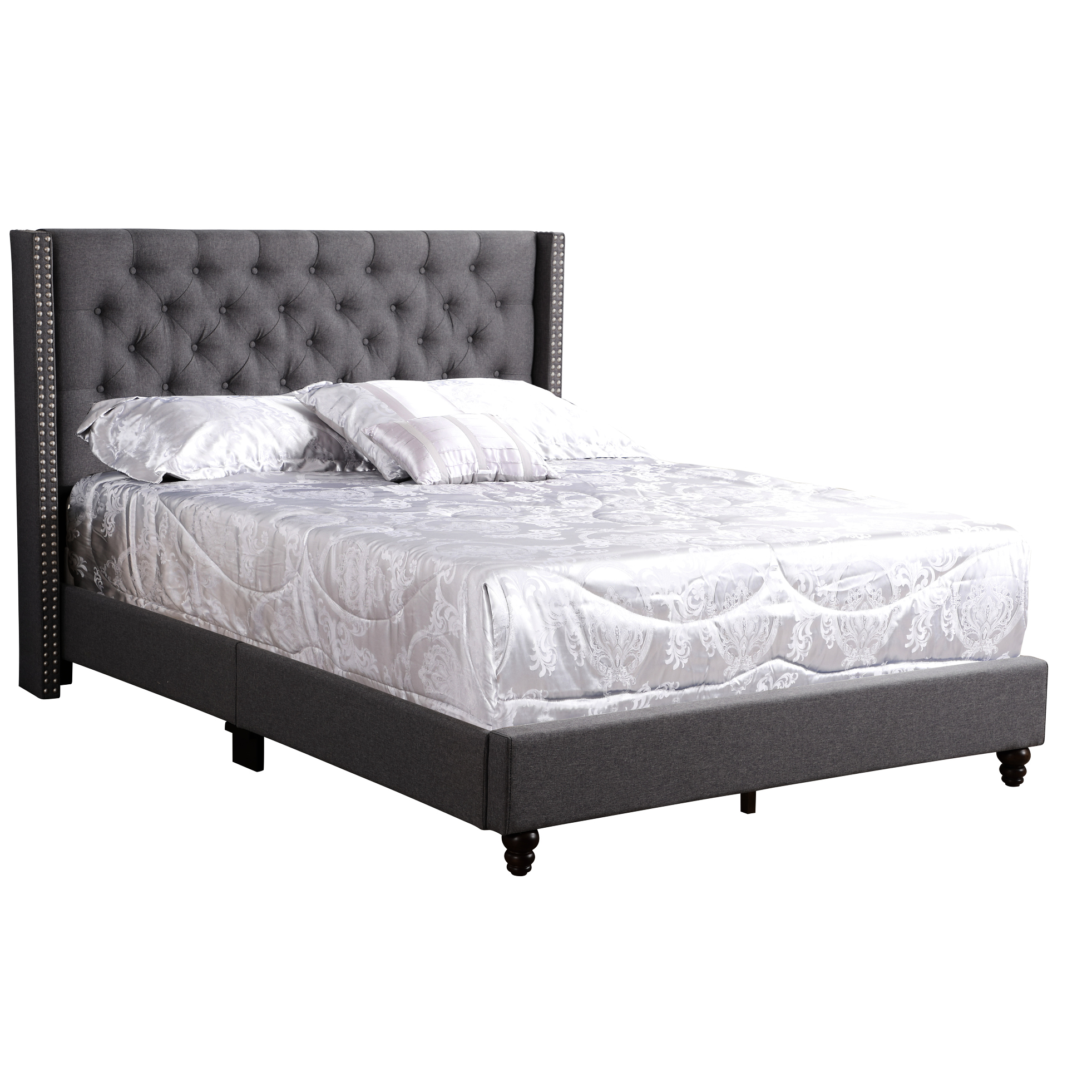 Elegant Gray Upholstered Bunk Bed With - Modern Comfort And . Frame ...