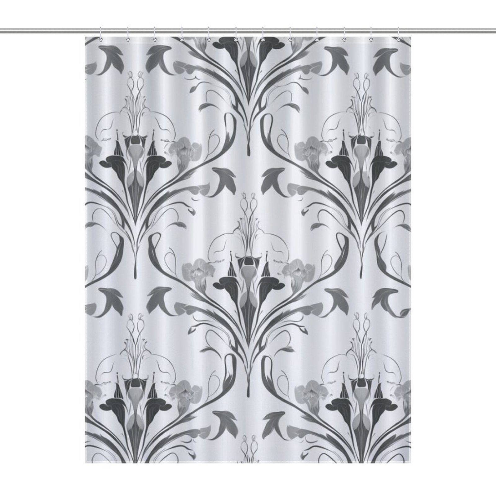 Elegant Grayscale Floral Damask Pattern Shower Curtain , Enchanted ...