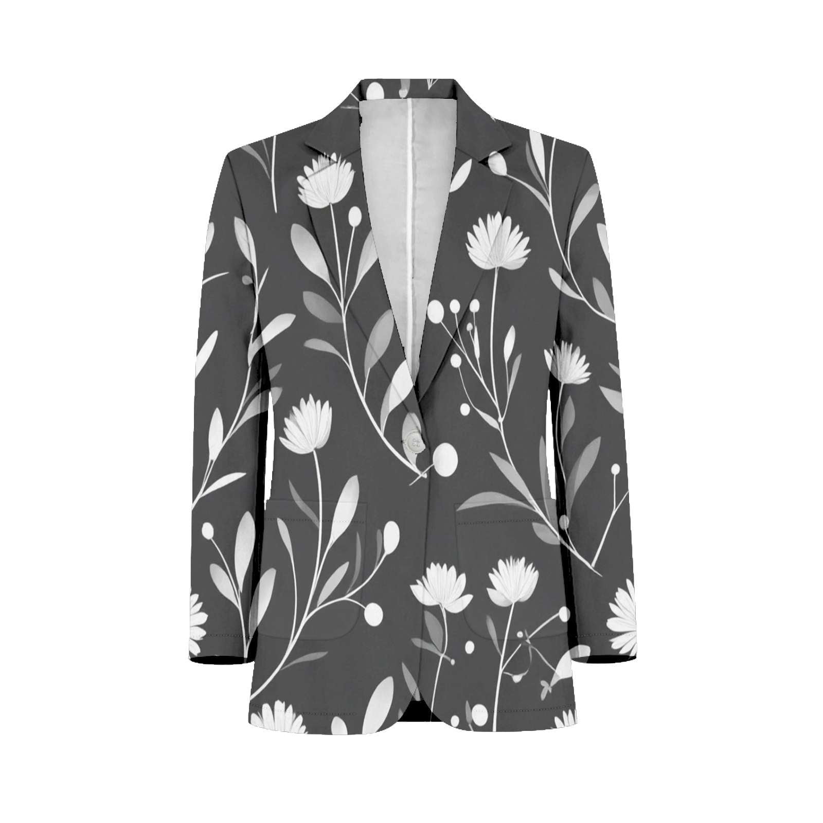 Elegant Grayscale Floral Pattern Men Blazers Slim Clothing Summer ...