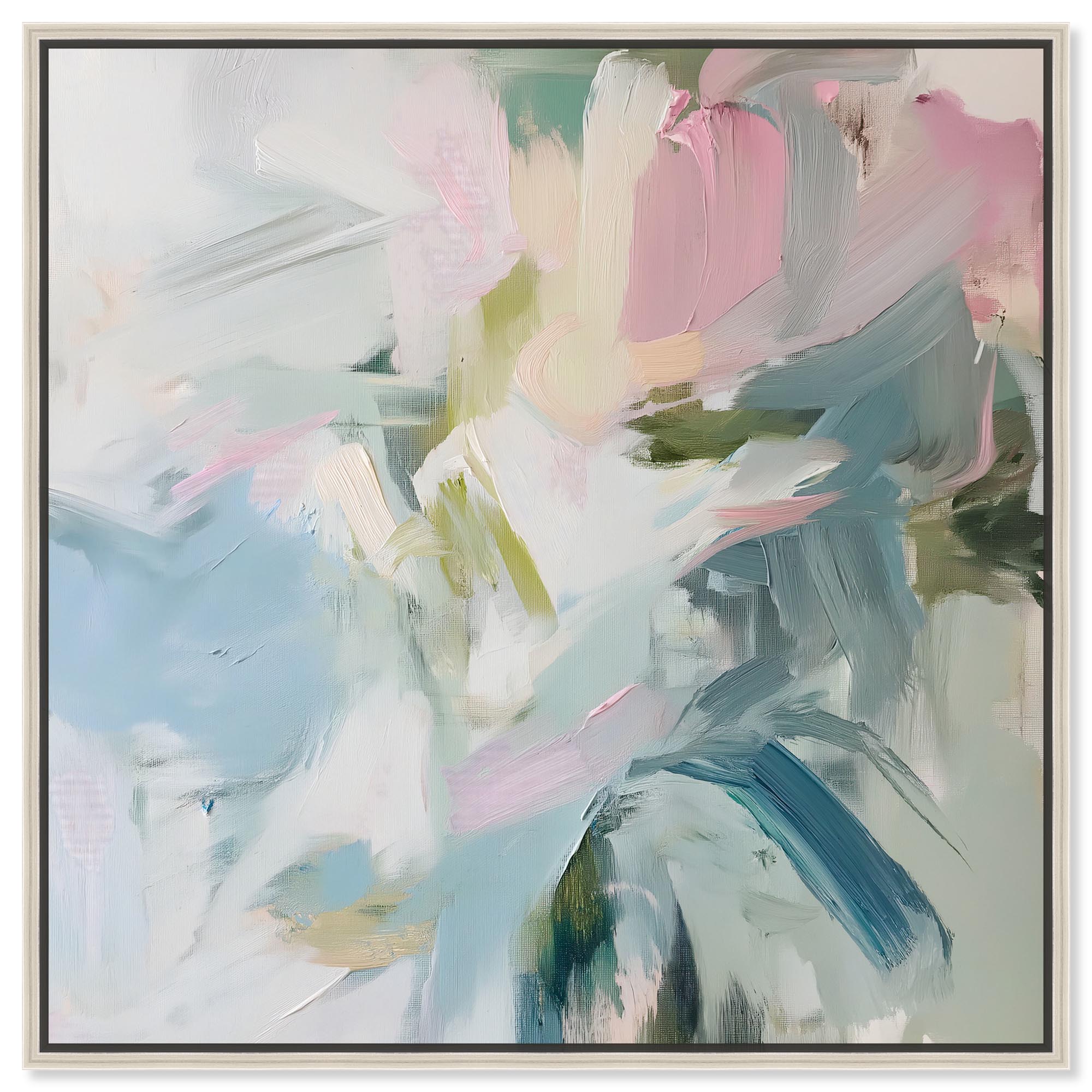 Elegant Green Abstract Canvas Modern Colorful Art by Art Remedy, Silver ...