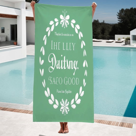 Elegant Green Floral Pattern Beach Towel - Perfect for Pool Travel and ...