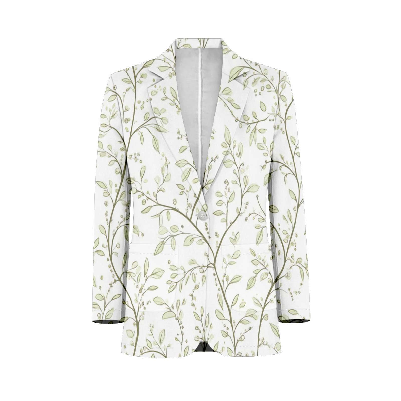 Elegant Green Leafy White Pattern Customized Men's Suits full man Shawl ...