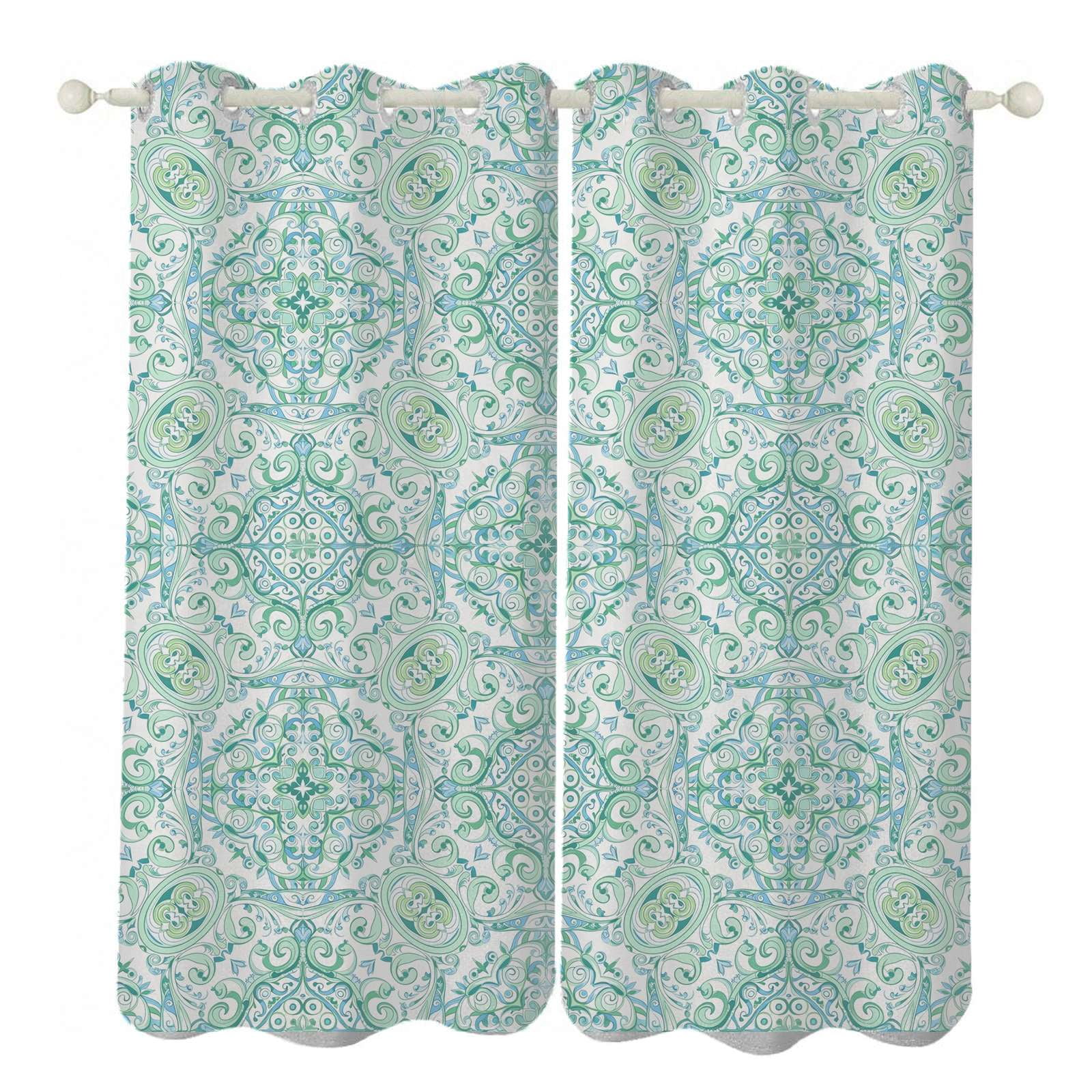 Elegant Green Paisley Tiles Sunshade Curtains Home Bedroom Living Room ...