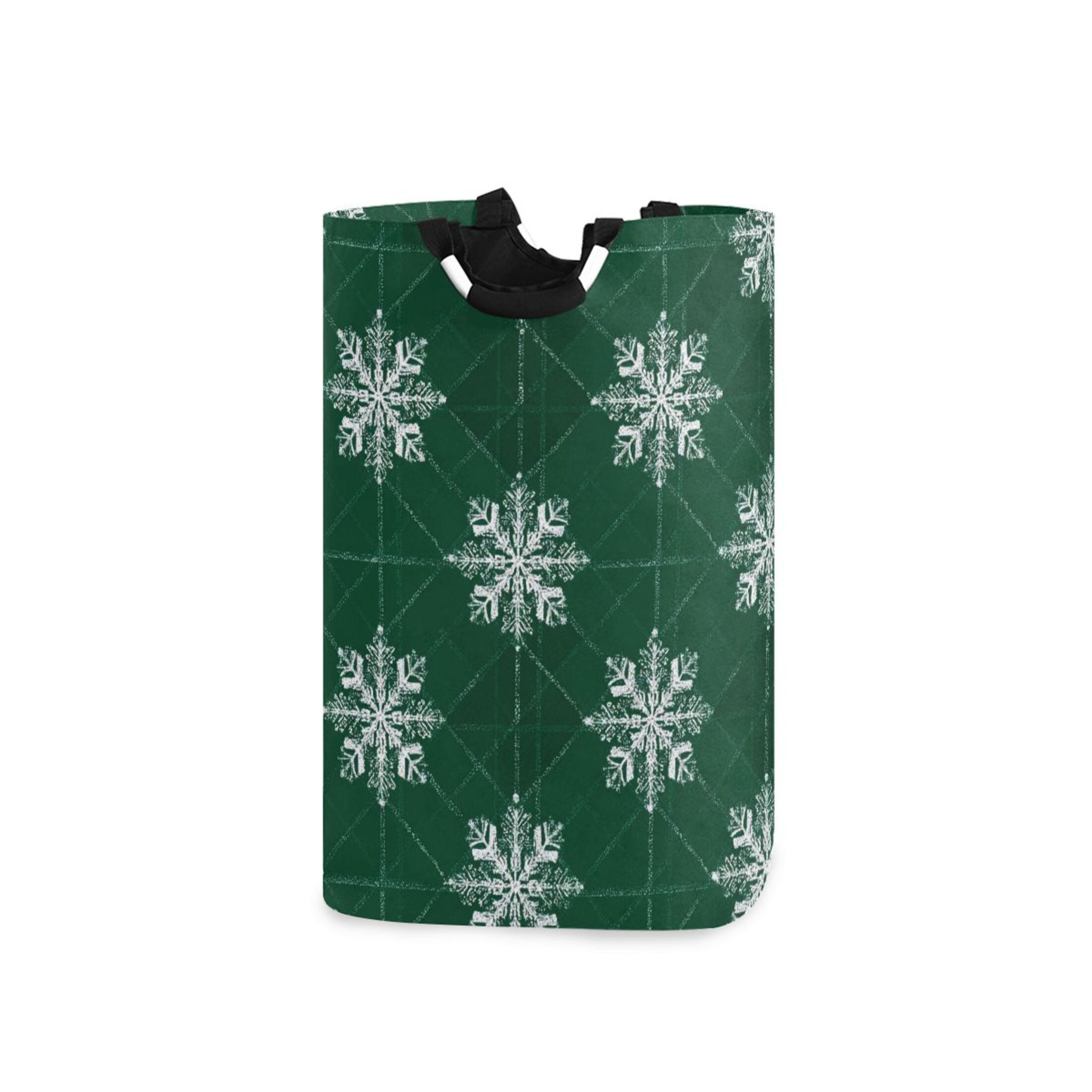 Elegant Green Plaids Neatly Snowflakes Christmas Laundry Basket with ...