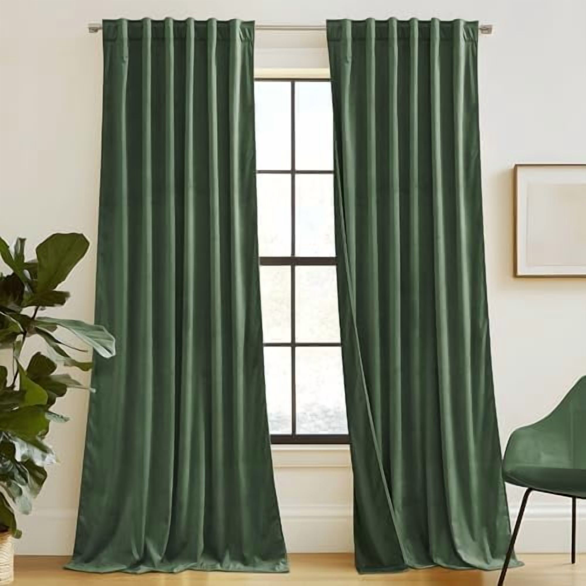 Elegant Green Velvet Curtains 84 inches Long, Light Blocking, Thermal ...