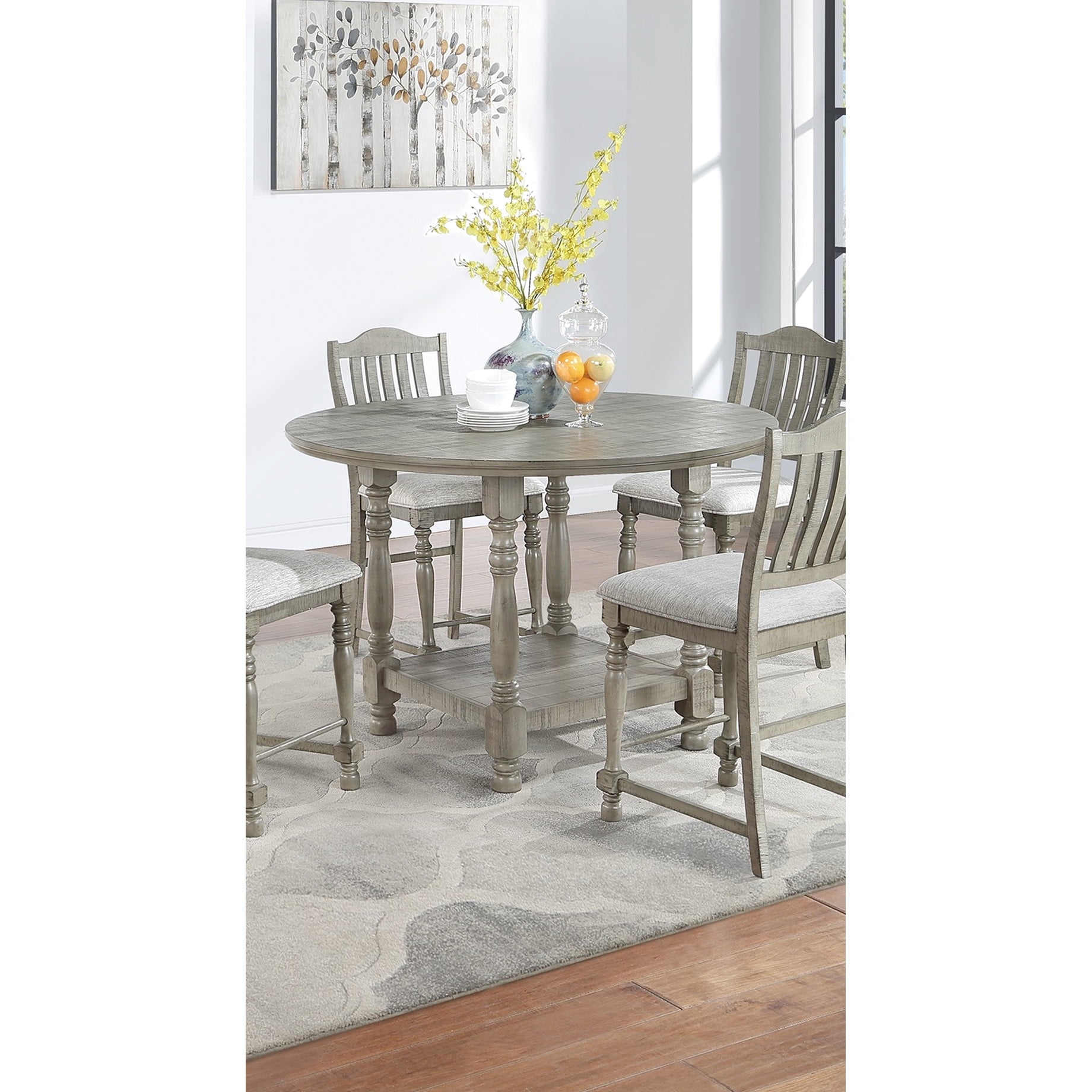 Elegant Grey Dining Table With Veneer, Round, Style Round Table, Veneer ...