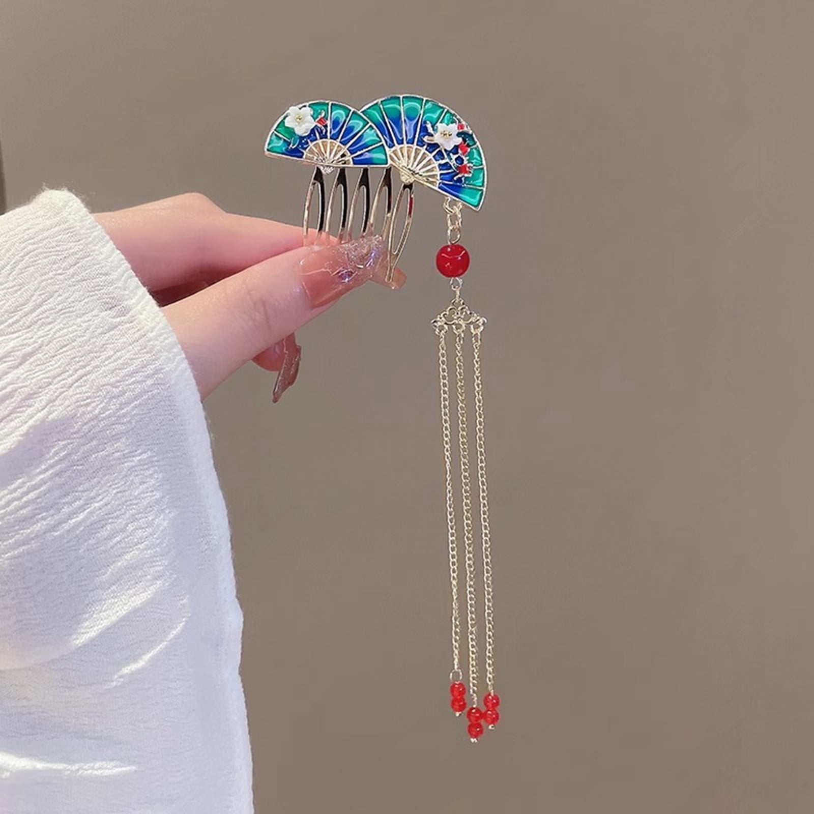 Elegant Hair Clips for Women with Fan Tassel and Inverted Comb Design ...
