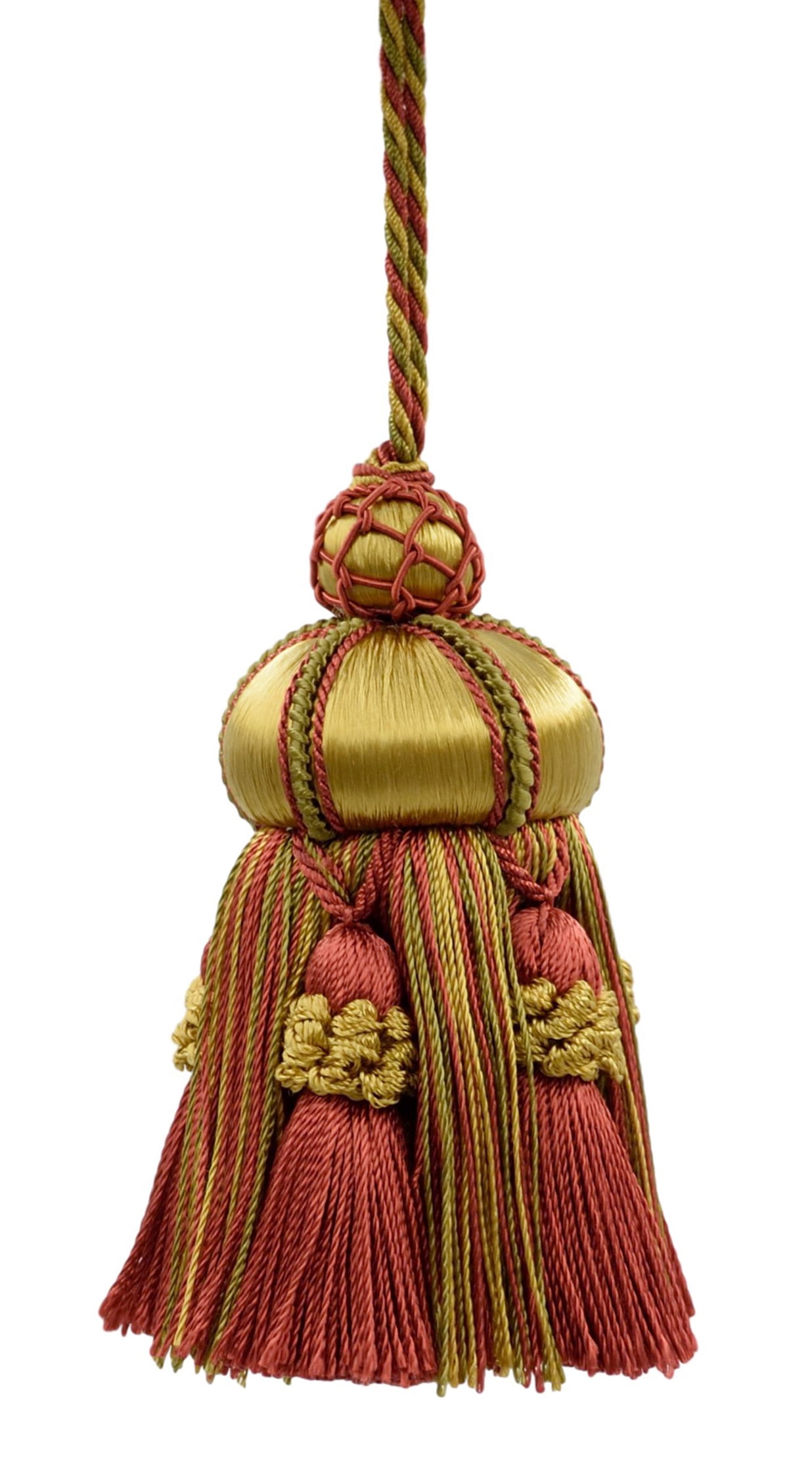 Elegant Hand-crafted 4" (10cm) Key Tassel, 3 1/2" (8.5cm) Loop accented ...