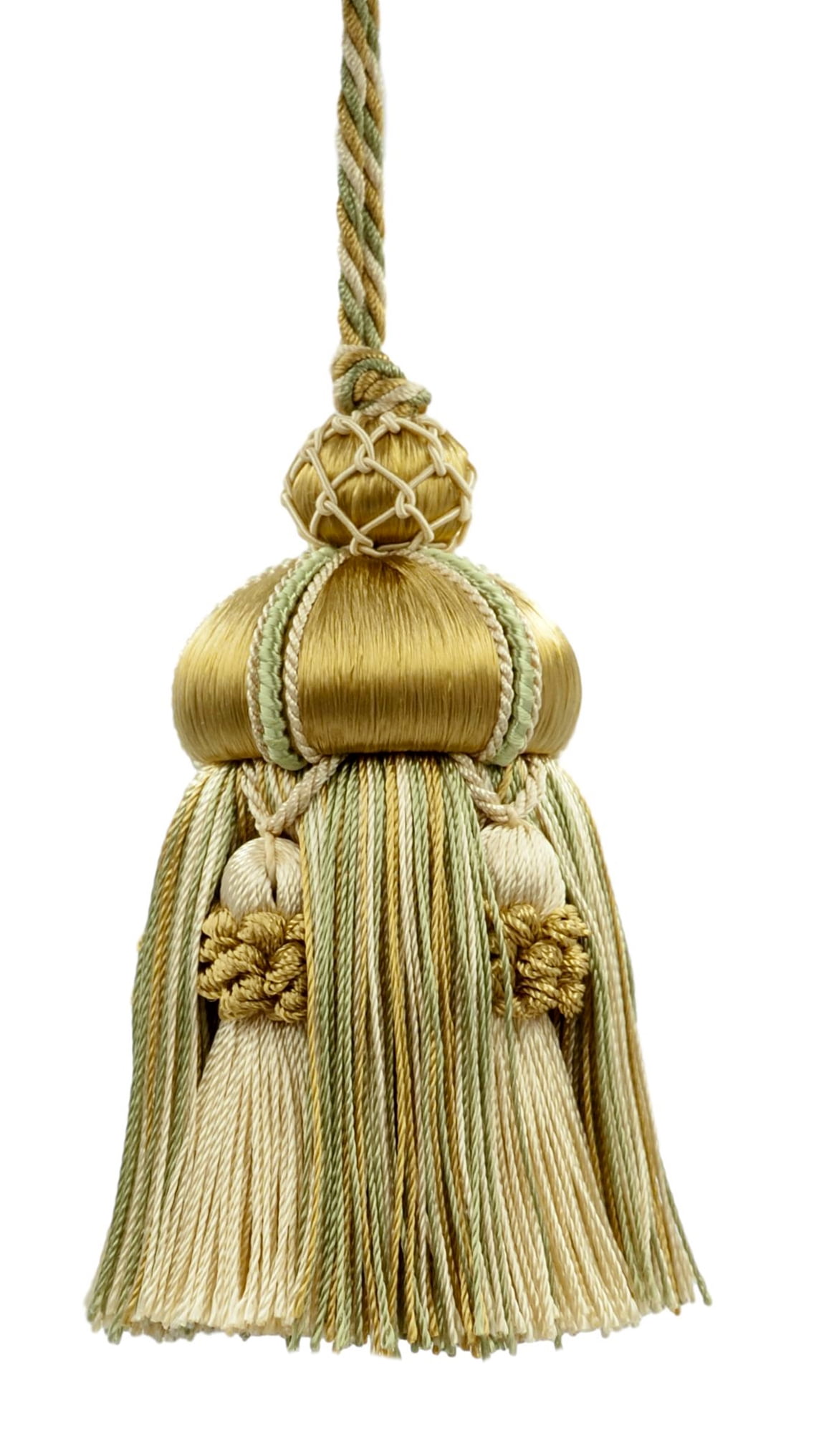 Elegant Hand-crafted 4" (10cm) Key Tassel, 3 1/2" (8.5cm) Loop accented ...