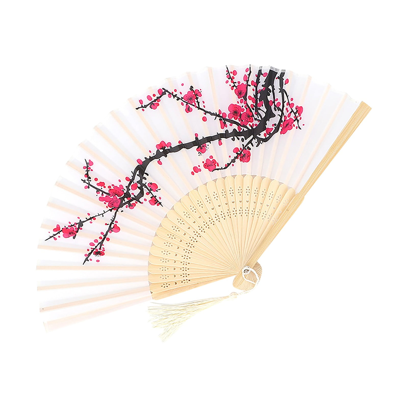 Elegant Handcrafted Bamboo and Silk Folding Fan with Floral Design ...