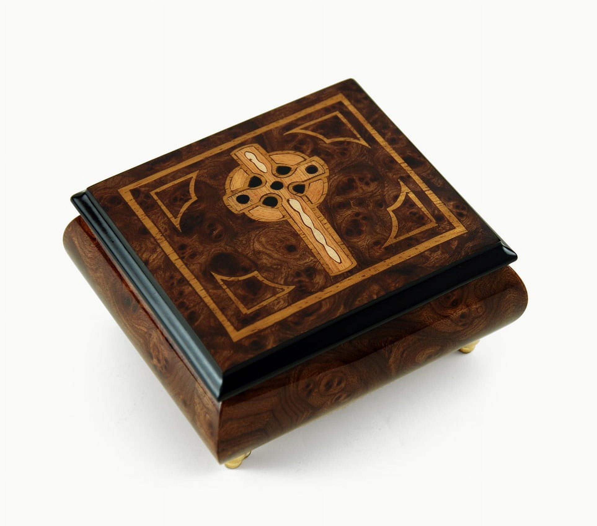 Elegant Handcrafted Italian Celtic Cross Inlaid Music Box - English ...