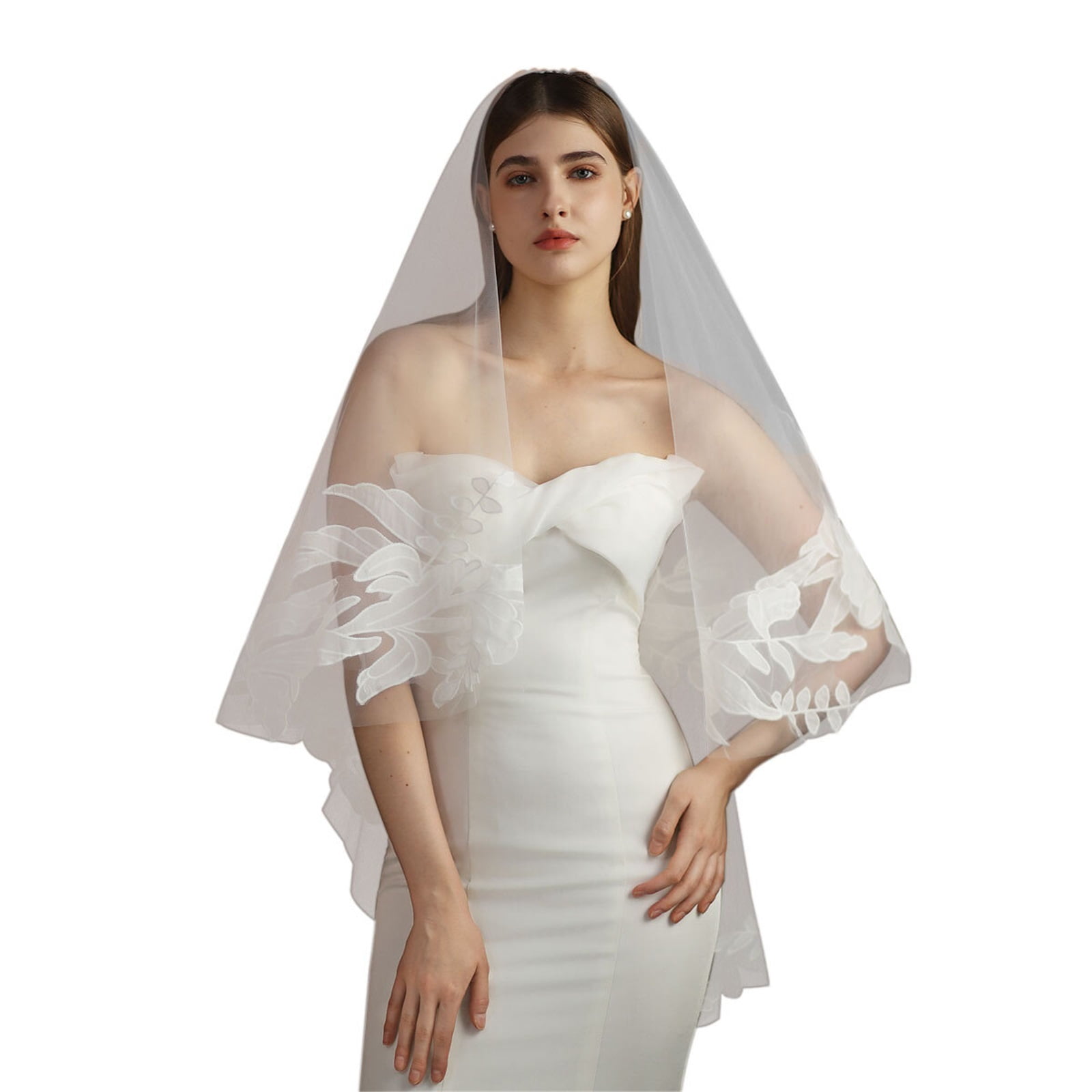 Elegant Handmade Bridal Veil with Applique Detailing - Soft Tulle ...