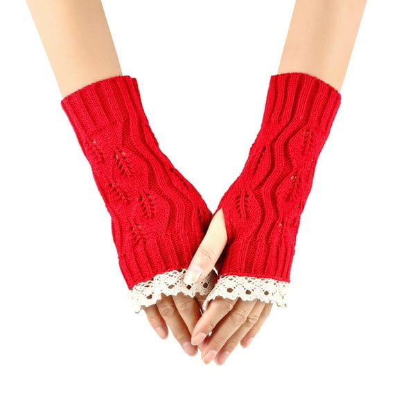 Elegant Handmade Crochet Fingerless Lace Gloves and Mittens Set for ...