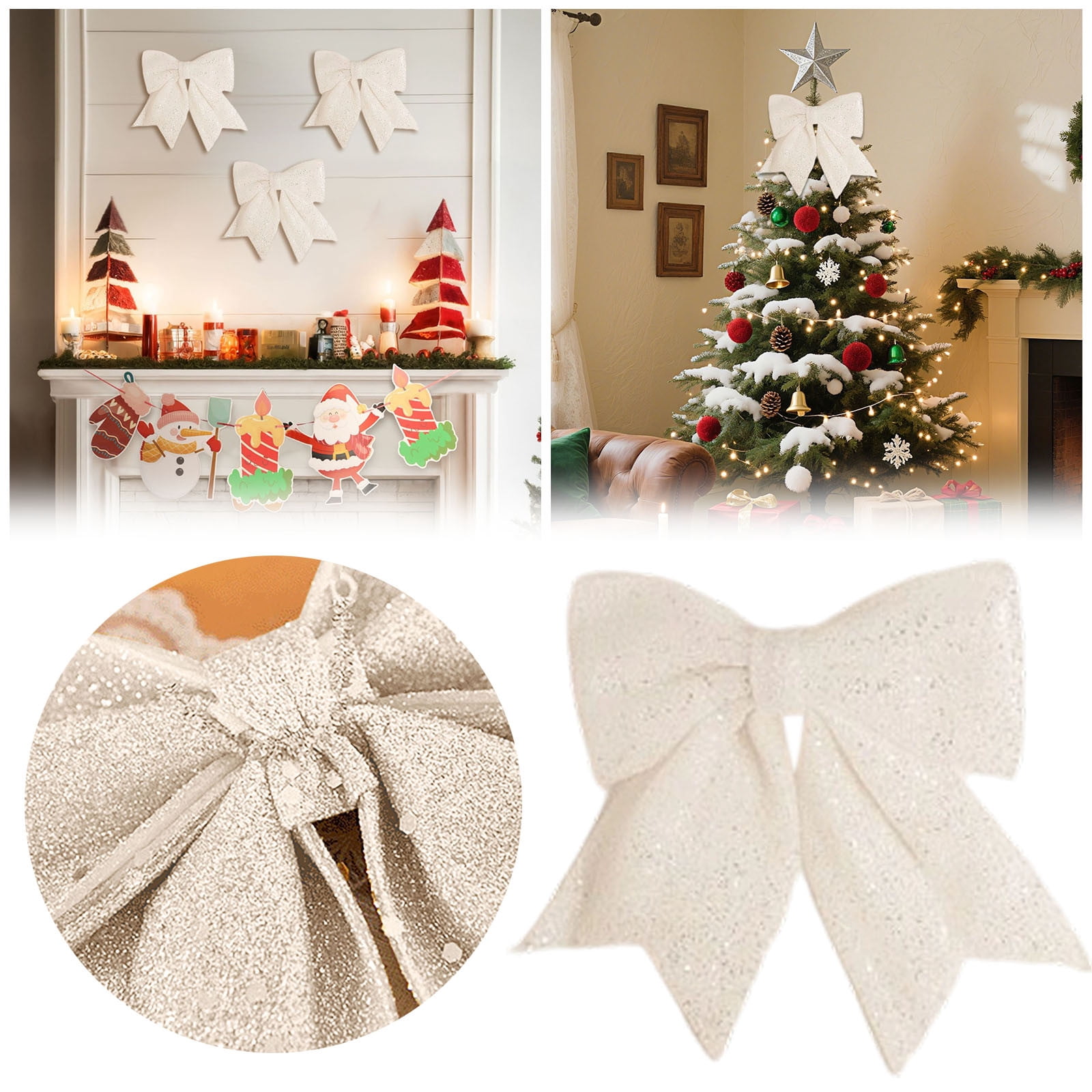 Elegant Hangs Item for Home and Party Sequin Wreaths Bow Topper Glitter ...