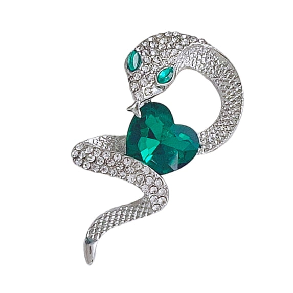 Elegant Heart Emerald Snake Brooch Shaped Lapel Pin for Women’s ...