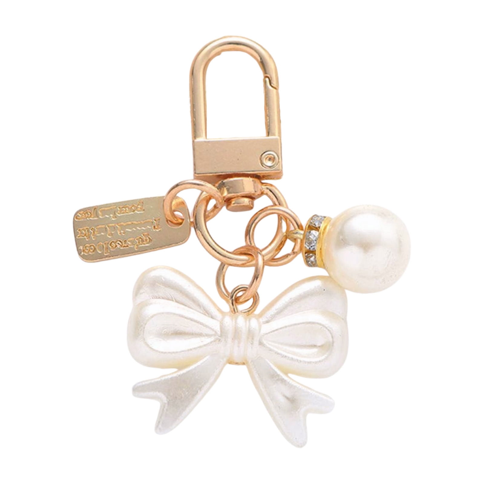 Elegant Heart Keychain with Pearls Accent Trendy Pearls And Alloy Rose ...